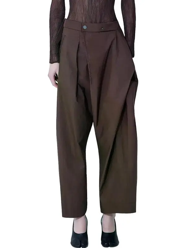 Issey Miyake Akimbo Pleated Wide-leg Trousers - Brown