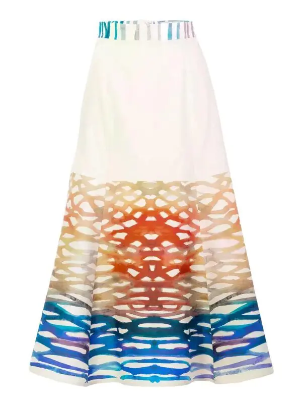 Silvia Tcherassi Erin Printed Midi Skirt - White