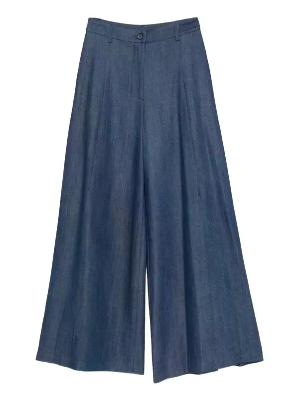 Imperial Belt-loop Palazzo Pants - Blue