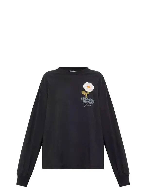 GANNI Logo-embroidered Sweatshirt - Black