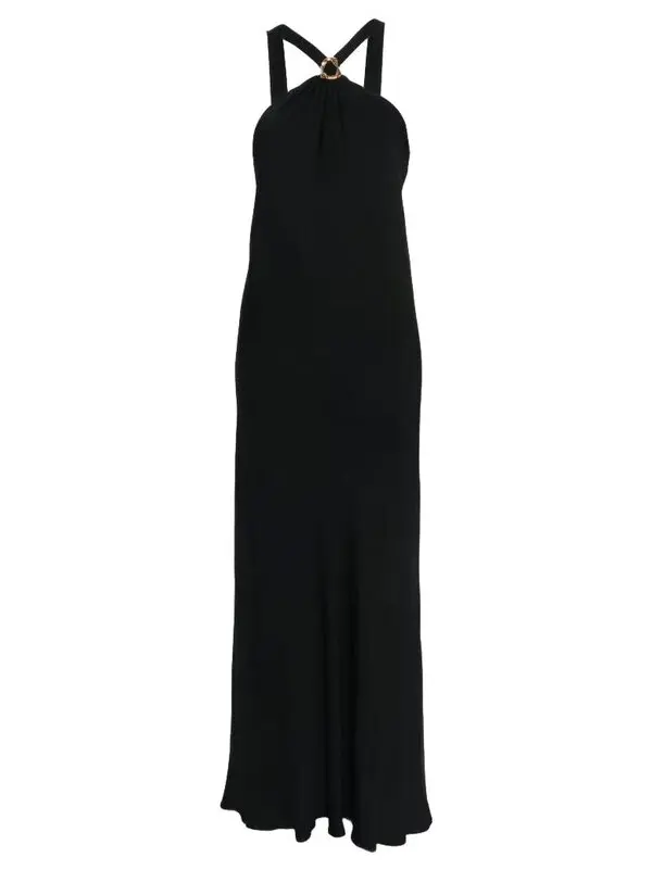 FORTE_FORTE Ring Halterneck Midi Dress - Black