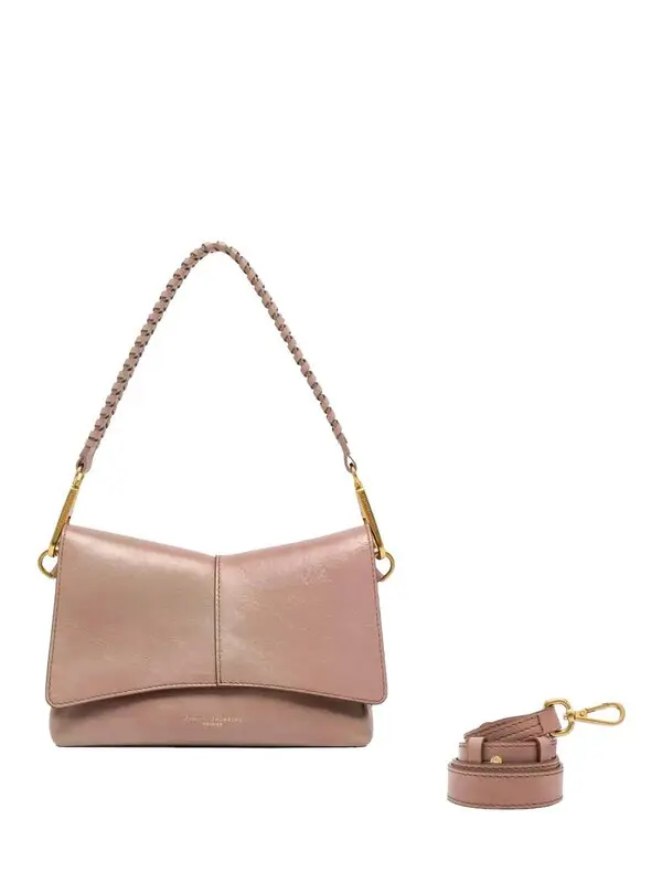 GIANNI CHIARINI Leather Shoulder Bag With Braided Strap - Pink