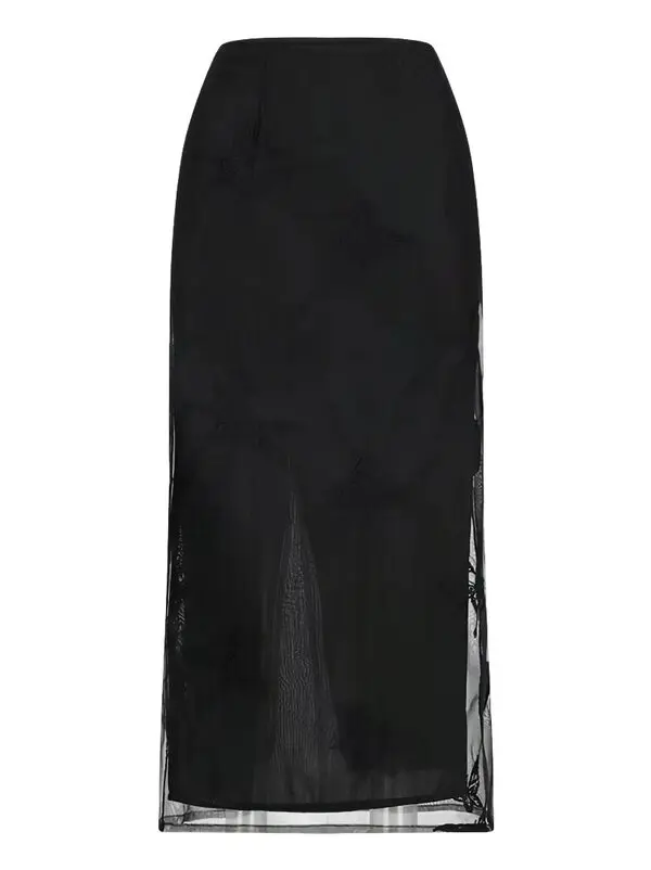 Blumarine Butterfly Embroidered Midi Skirt - Black