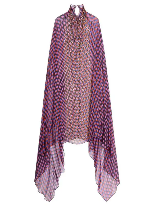 Dries Van Noten Polka-dot Cape Dress - Purple
