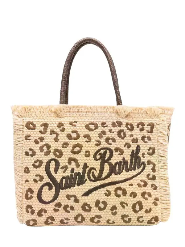 MC2 SAINT BARTH Leopard-print Tote Bag With Fringed Trim - Neutrals