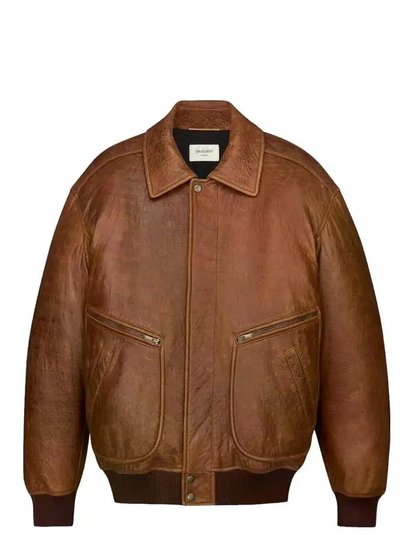 Saint Laurent Leather Jacket - Brown