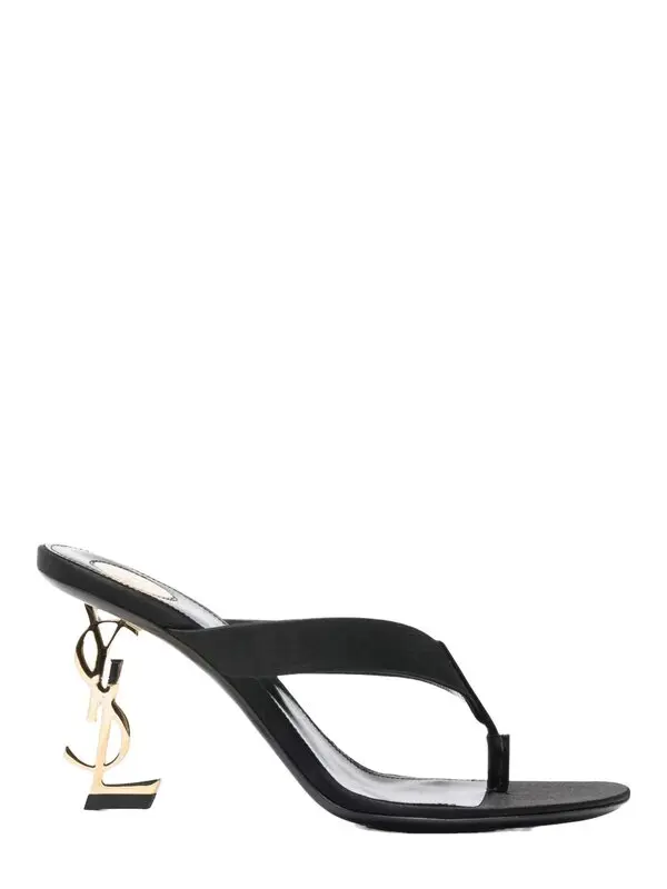 Saint Laurent Logo-heel Sandals - Black