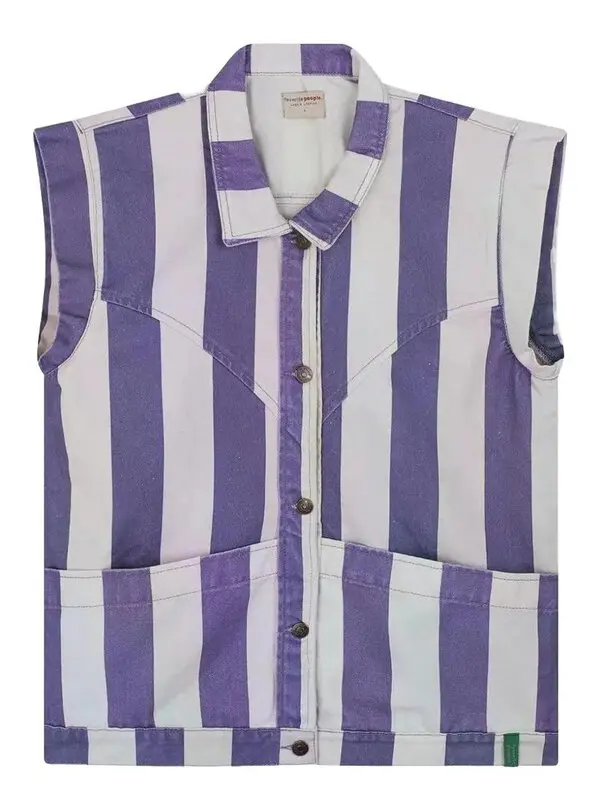 FAVORITE PEOPLE Striped Buttoned Vest - Purple
