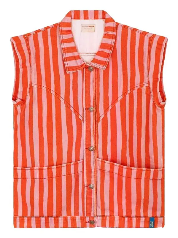 FAVORITE PEOPLE Pasta Fresca Striped Vest - Orange