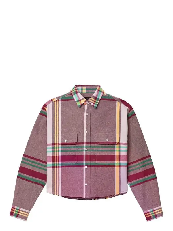 PURPLE BRAND Fade Plaid Cropped Shirt - Brown