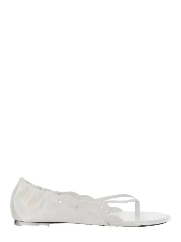 Jacquemus Lace Up Flat Sandals - White