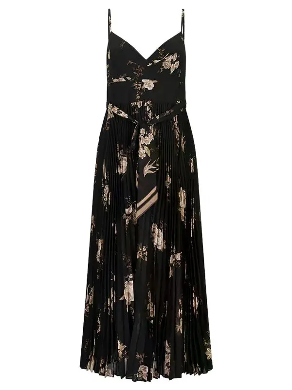Zimmermann Floral Pleated Dress - Black