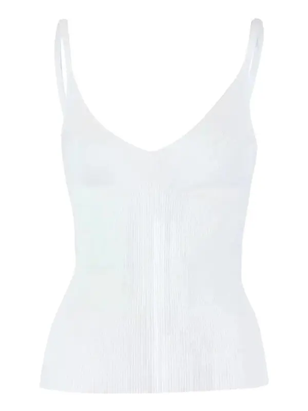 P.a.r.o.s.h Fine-ribbed V-neck Tank Top - White