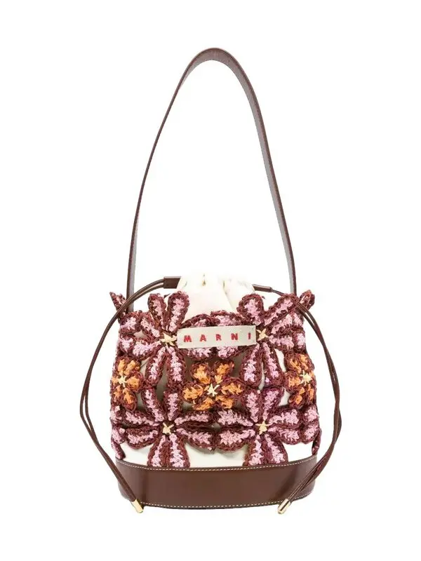 Marni Floral-pattern Bucket Bag - Brown