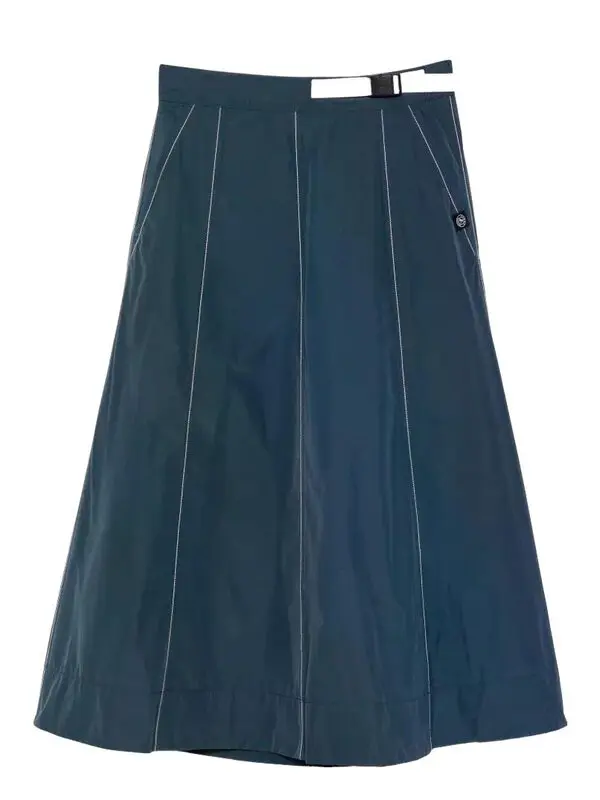 AGNES B. Logo-patched A-line Skirt - Blue