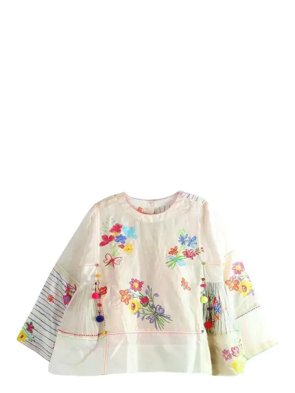 Pero Floral-print Embroidered Blouse - Neutrals