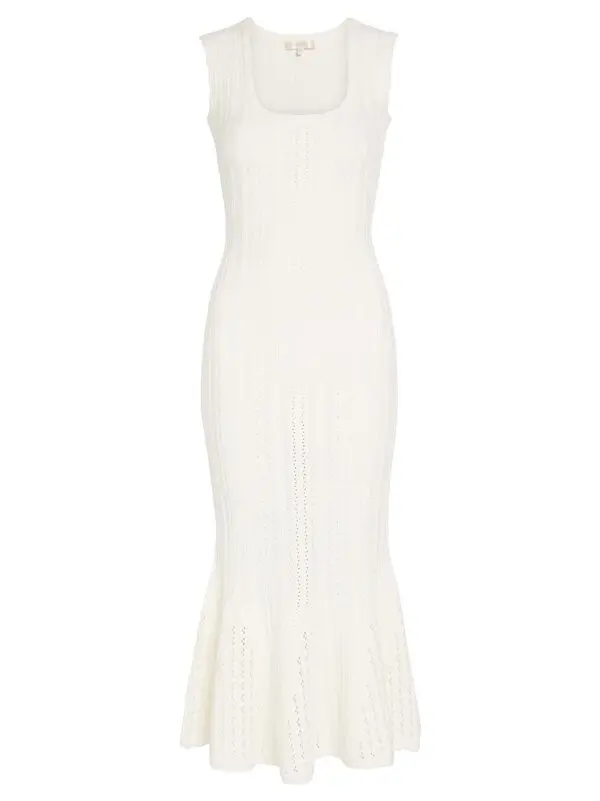 LoveShackFancy Tayleen Pointelle-knit Midi Dress - White