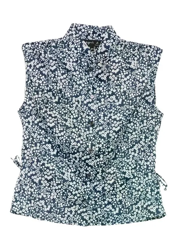 AGNES B. Floral Sleeveless Top - Blue