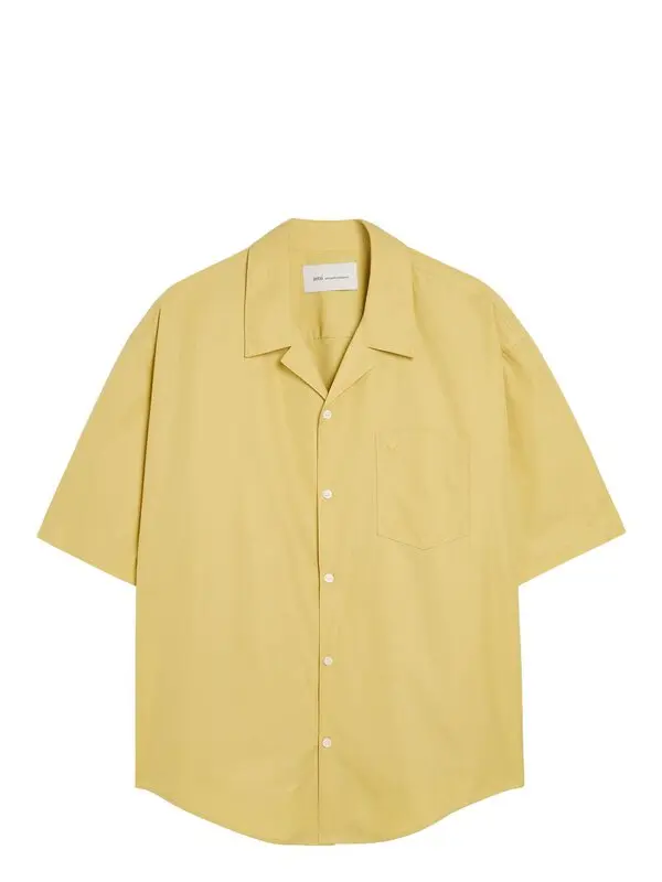 Ami Logo Cotton-poplin Shirt - Yellow