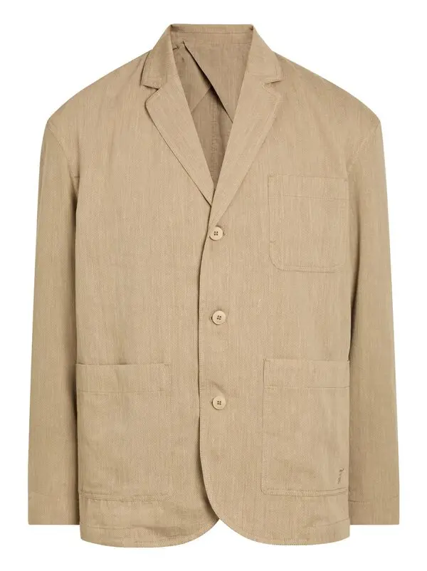 Jacquemus La Veste Pastro Striped Linen Jacket - Beige