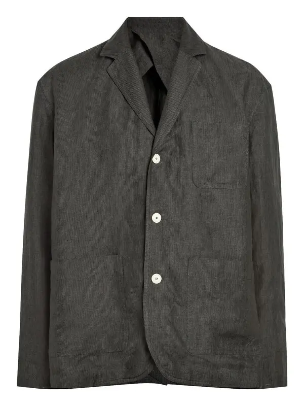 Jacquemus La Veste Pastro Striped Linen Jacket - Dark Grey
