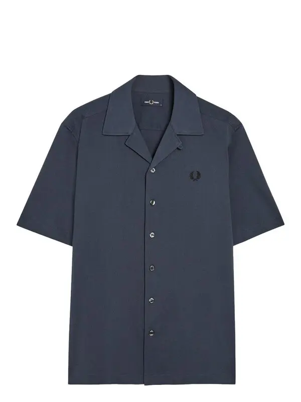 Fred Perry Logo-embroidered Piqué Cotton Shirt - Navy