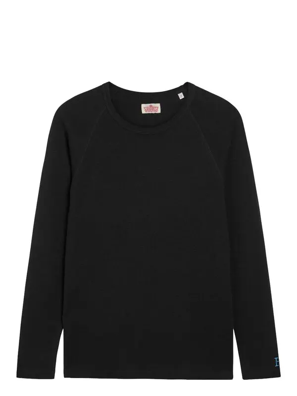 STRETCH FRAISE Ribbed Stretch-cotton T-shirt - Black