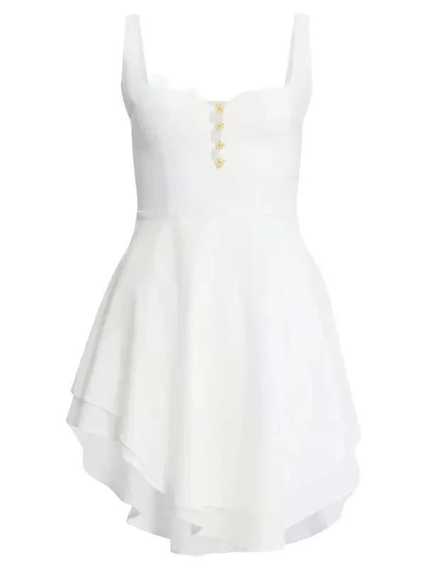 DONDE ESTEBAN Button Voile Mini Dress - White