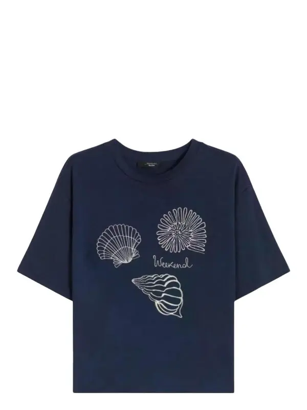 Max Mara Shell-print Cotton T-shirt - Blue