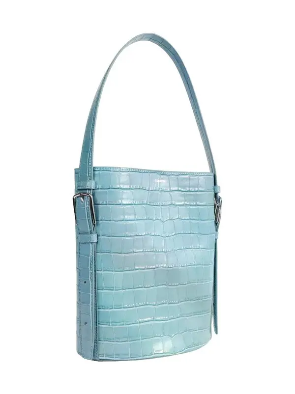 Coperni Ergonomical Crocodile-effect Bucket Bag - Blue