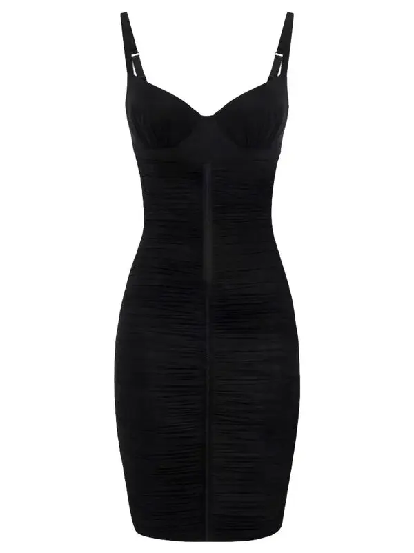 Elisabetta Franchi Draped Jersey Sheath Dress - Black