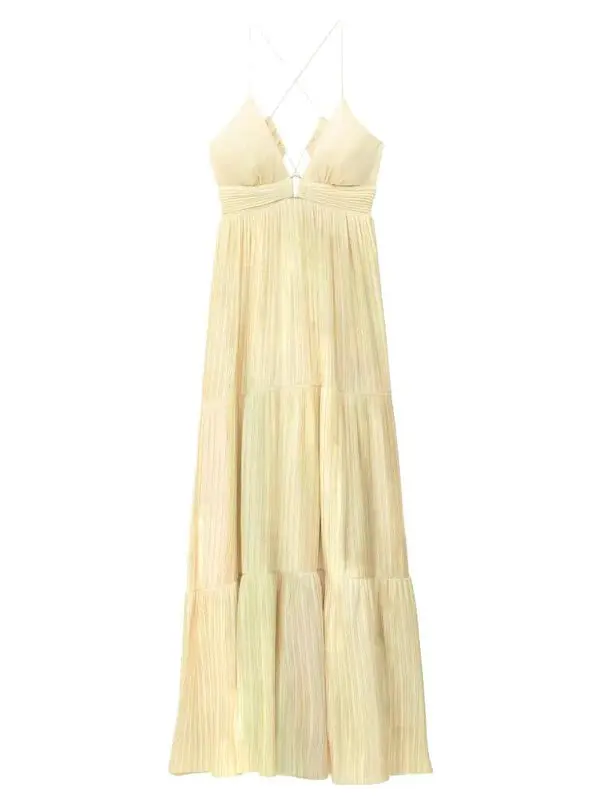 Ba&sh Pleated Tiered Wasta Dress - Neutrals