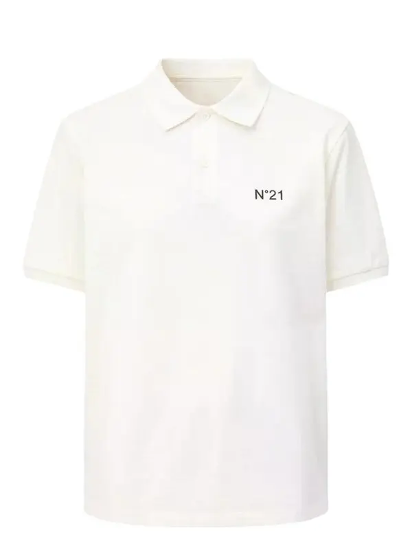 N°21 Logo-embroidered Short-sleeve Polo Shirt - Neutrals