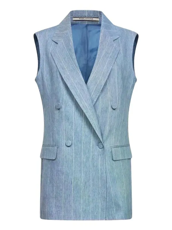 Tagliatore Pinstriped Double-breasted Jacket - Blue