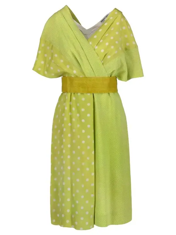 ROBERTO CAPUCCI Vintage Polka Dot V-neck Dress - Green