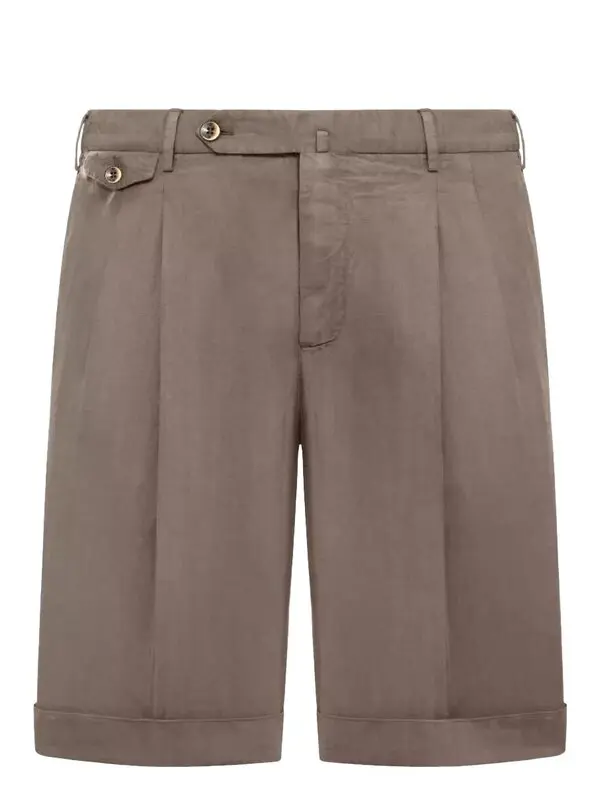 PT TORINO Cuffed Pleated Shorts - Brown