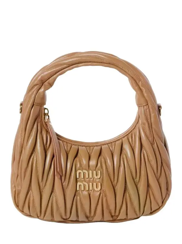 Miu Miu Wander Matelassé Nappa Leather Bag - Neutrals