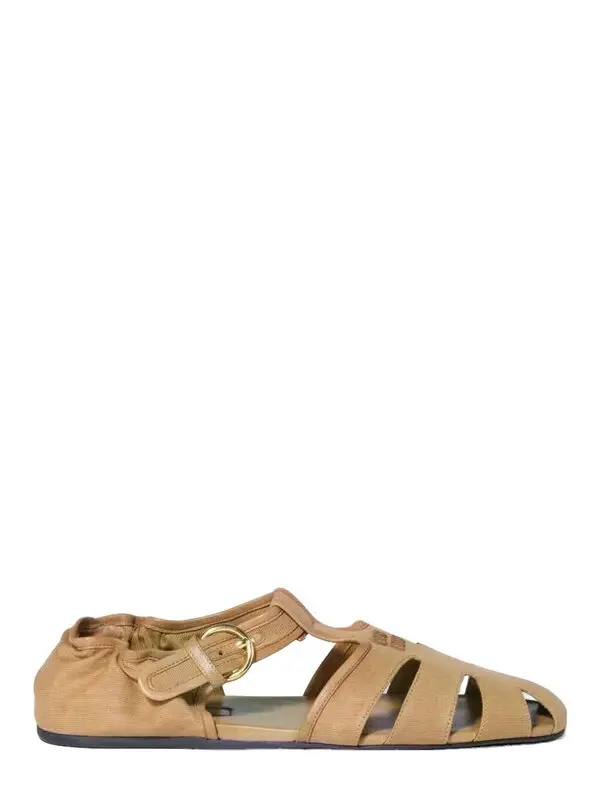 Miu Miu Ruches Cotton And Nappa Leather Fisherman Sandals - Neutrals