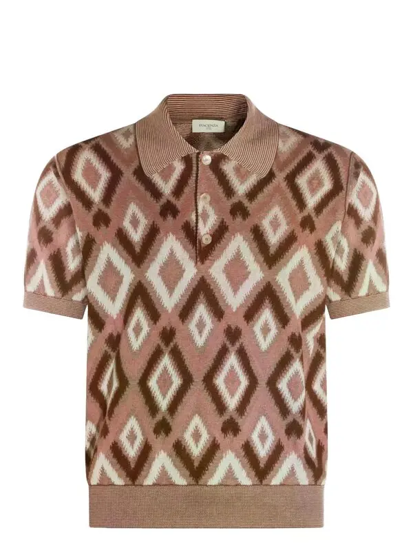 PIACENZA CASHMERE 1733 Diamond-pattern Polo Shirt - Pink