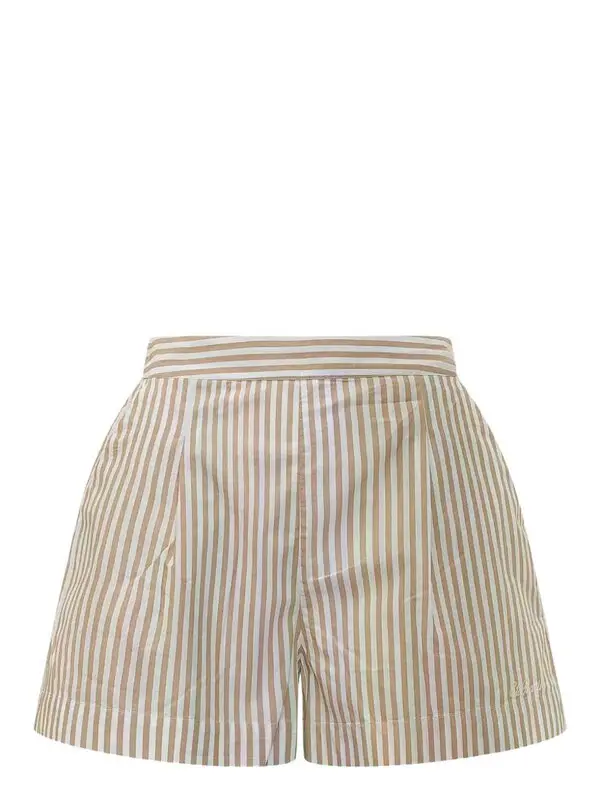 MC2 SAINT BARTH Striped High-waist Shorts - Neutrals
