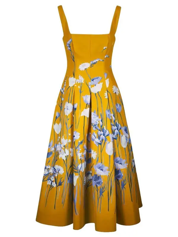 Lela Rose Floral-print Midi Dress - Yellow