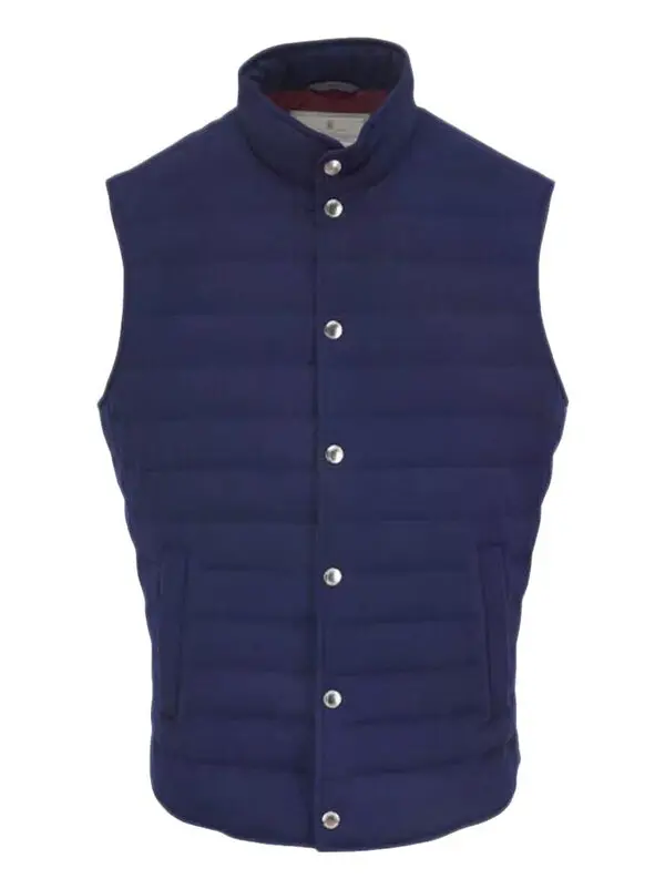 Brunello Cucinelli Buttoned Quilted Waistcoat - Blue