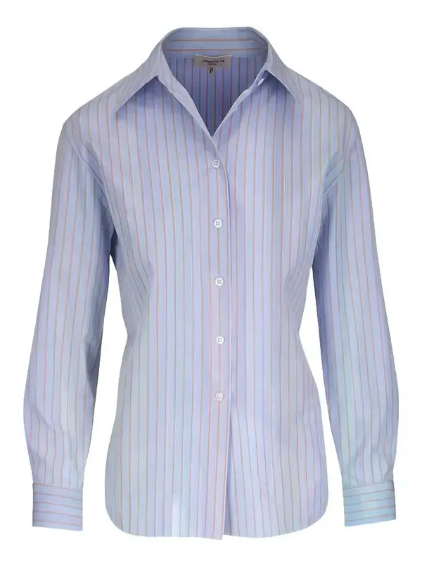Lafayette 148 New York Striped Button-down Shirt - Blue