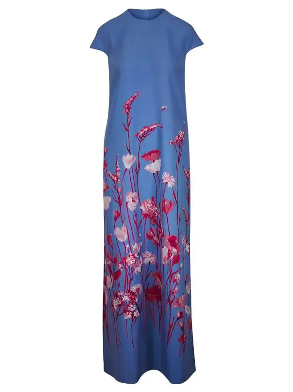 Lela Rose Augusta Floral-pattern Dress - Blue