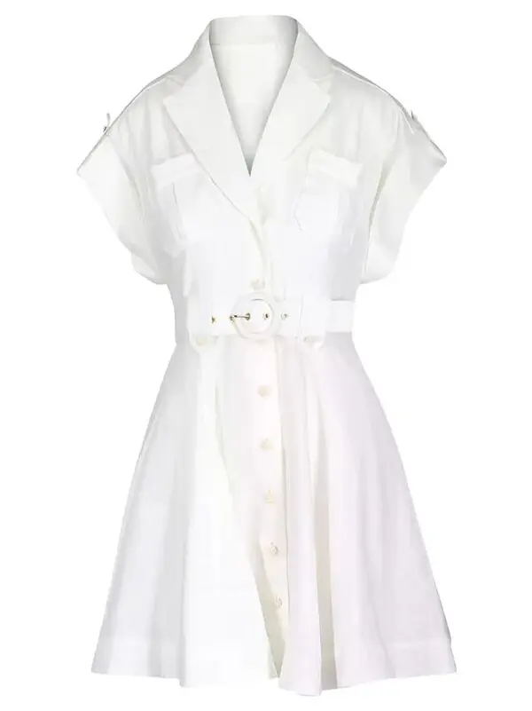 Zimmermann Belted V-neck Dress - White