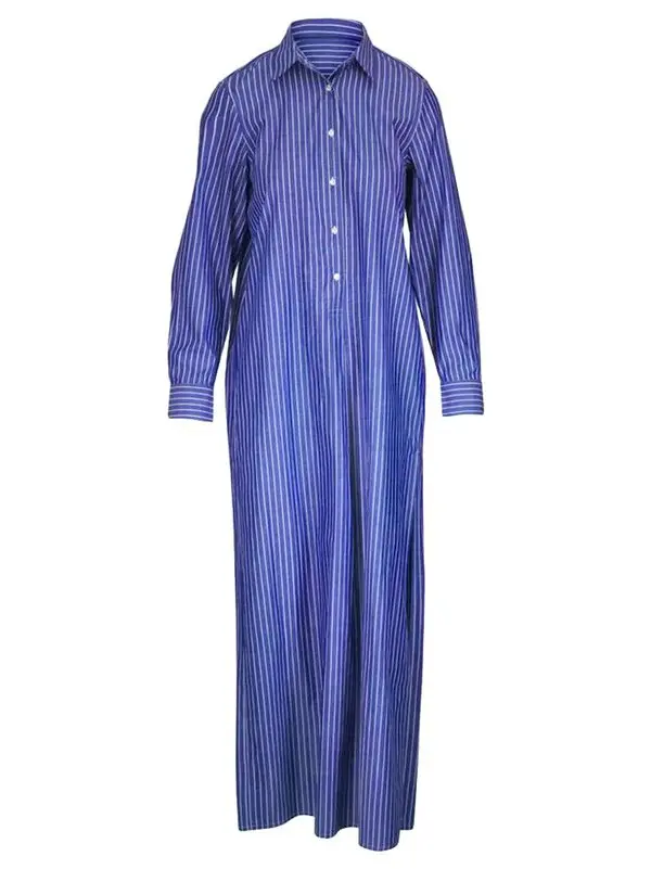 NILI LOTAN Striped Shirt Maxi Dress - Blue