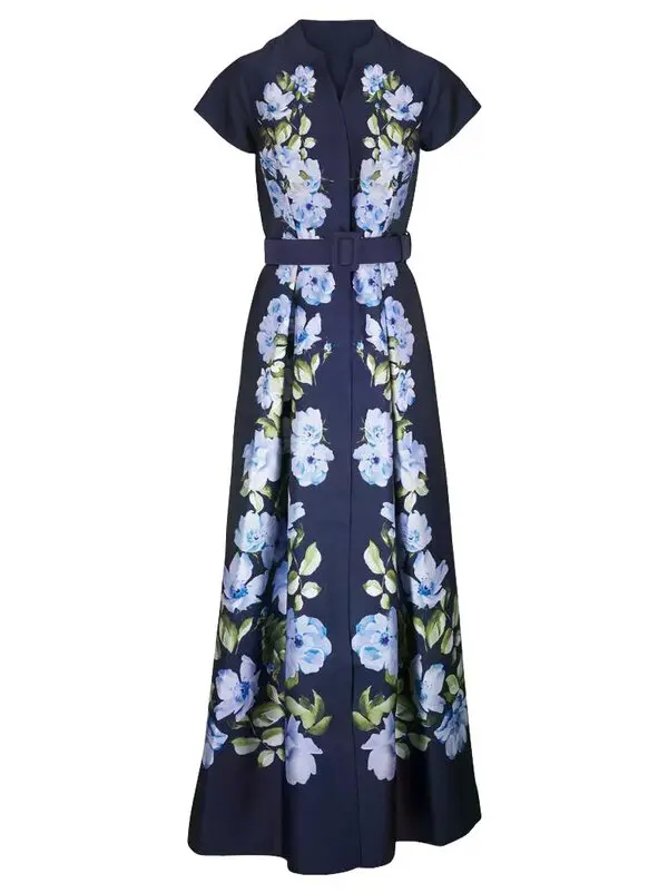 Sachin & Babi Floral Belted A-line Dress - Blue