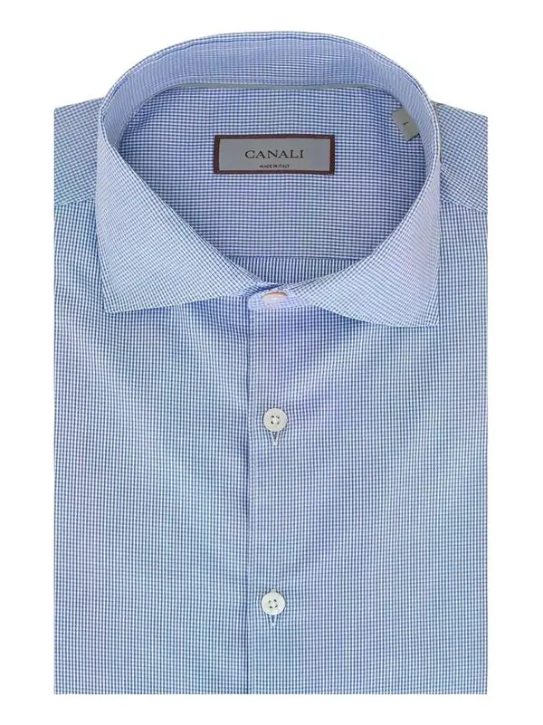 Canali Micro-checked Button-up Shirt - Blue