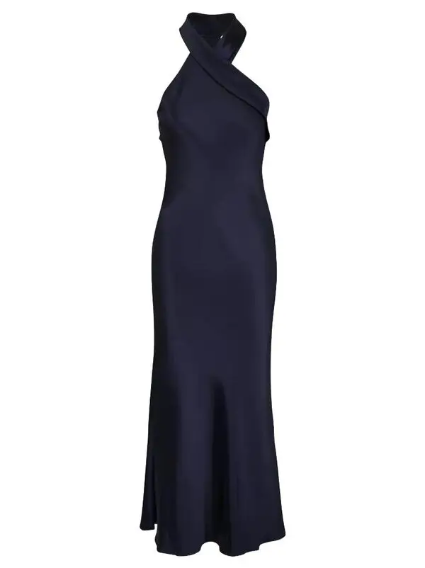 Galvan Pandora Halterneck Maxi Dress - Blue