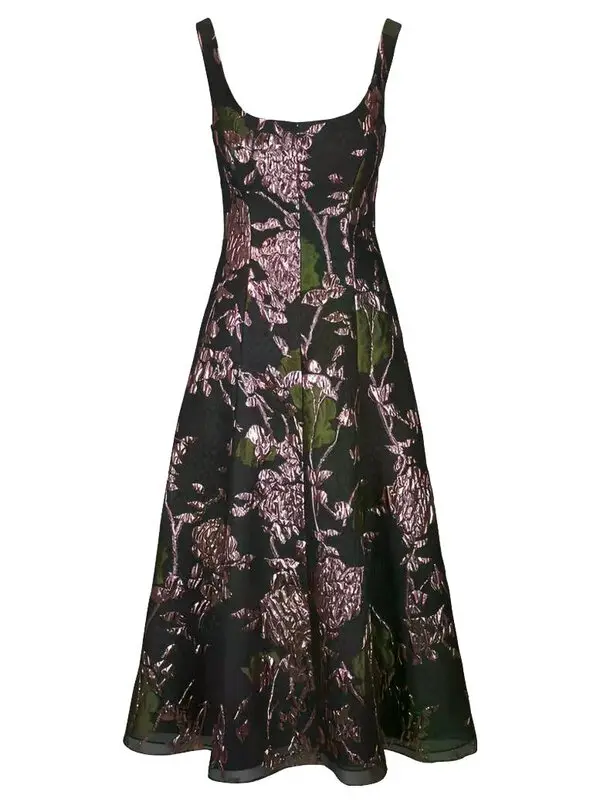 Lela Rose Olivia Floral-jacquard Maxi Dress - Green